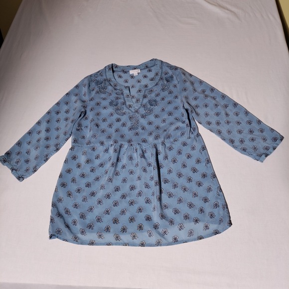 J. Jill | Tops | J Jill Blue Floral Embroidered Tunic Top Blouse Womens ...